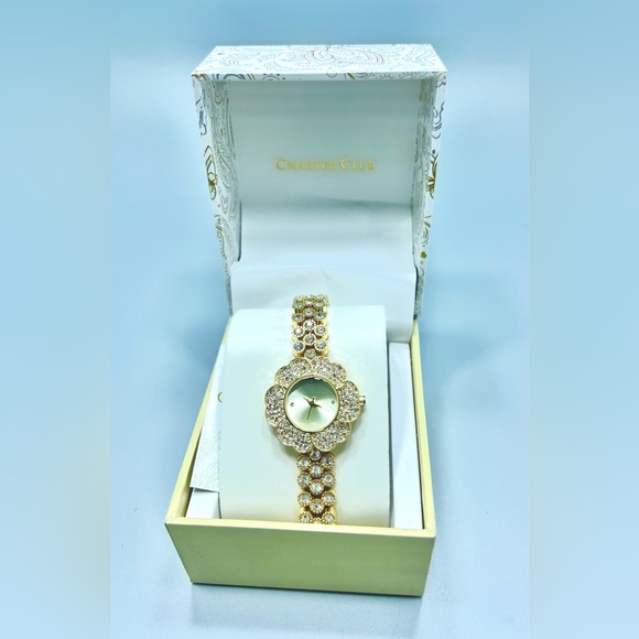 Charter Club | Accessories | Charter Club Gold Pave Crystal Ladies ...